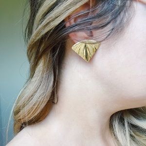 Vintage | Jewelry | Vintage Gold Tone Triangle Earrings | Poshmark